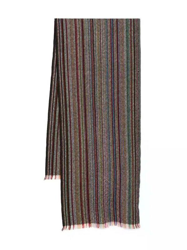Paul Smith Striped Fringed Scarf - Black