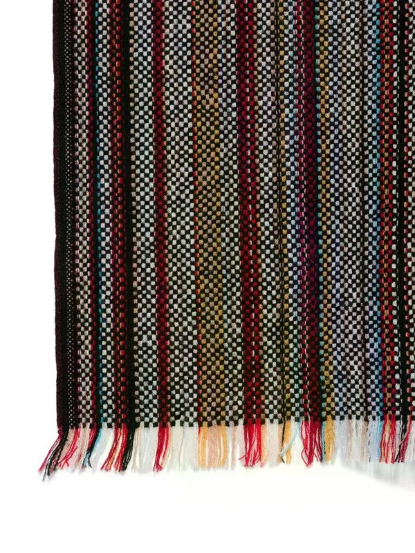 Paul Smith Striped Fringed Scarf - Black