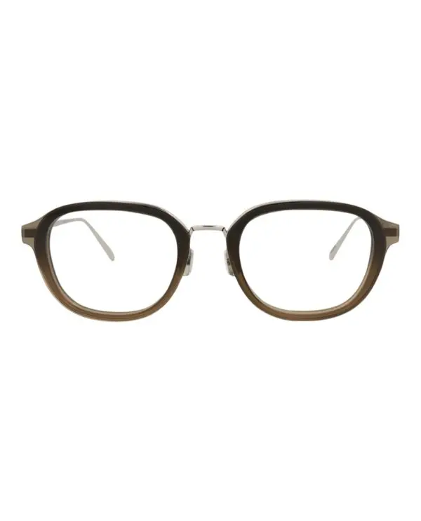 Berluti Round Frame Acetate Optical Frames - Brown Silver Transparent (bl50016u/51/047)
