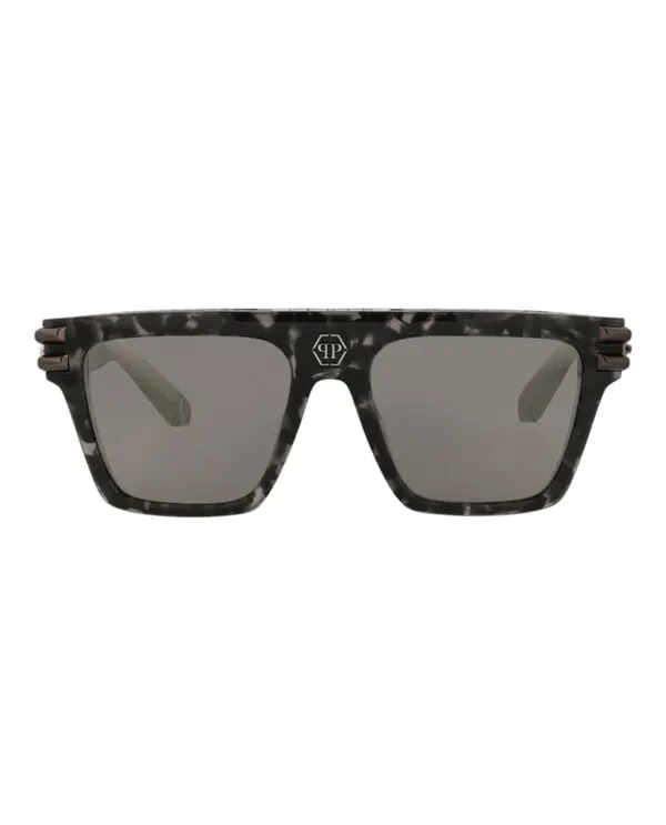 Philipp Plein Acetate Aviator Frame Sunglasses - Black Black Smoke (spp108v/56/721x)
