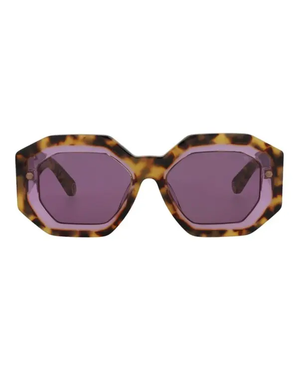 Philipp Plein Square Frame Acetate Sunglasses - Havana Havana Violet (spp098m/53/0778)