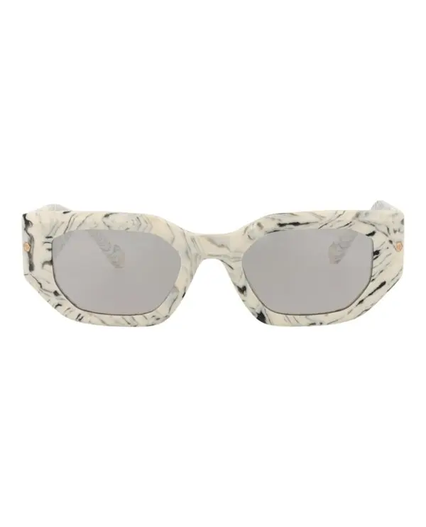 Philipp Plein Square Frame Acetate Sunglasses - Ivory Ivory Grey (spp066m/51/09yl)