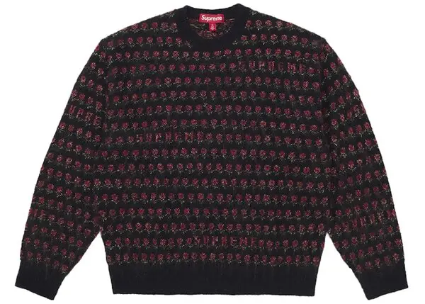 Supreme Floral Metallic Sweater - Black