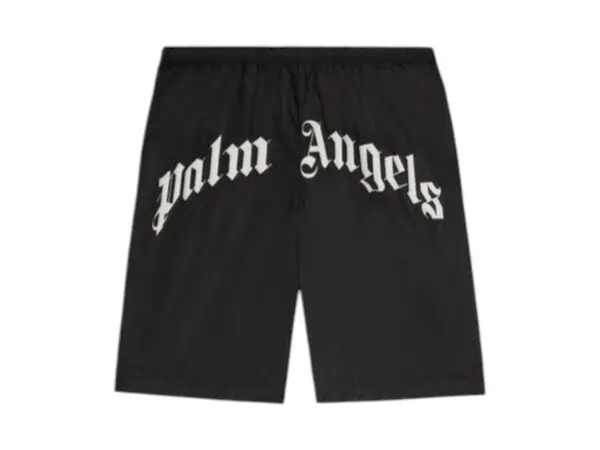 Palm Angels Curved Logo Swim Shorts - Black