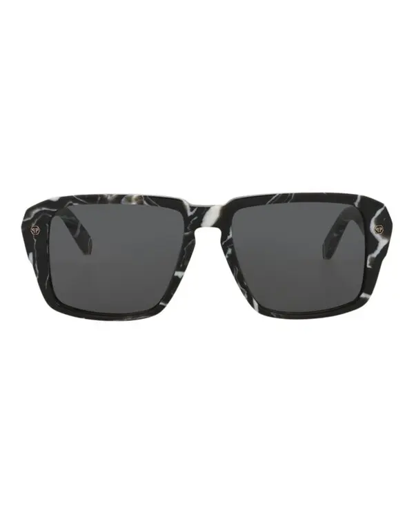 Philipp Plein Square-frame Acetate Sunglasses - Black Black Smoke (spp081/55/0z21)