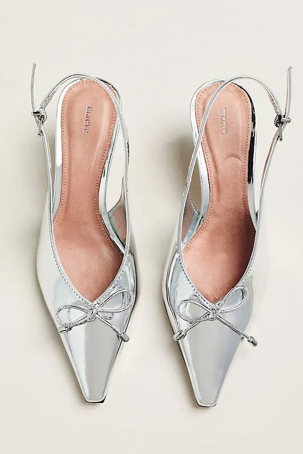 Maeve Pointed-toe Slingback Heels - Silver Metallic
