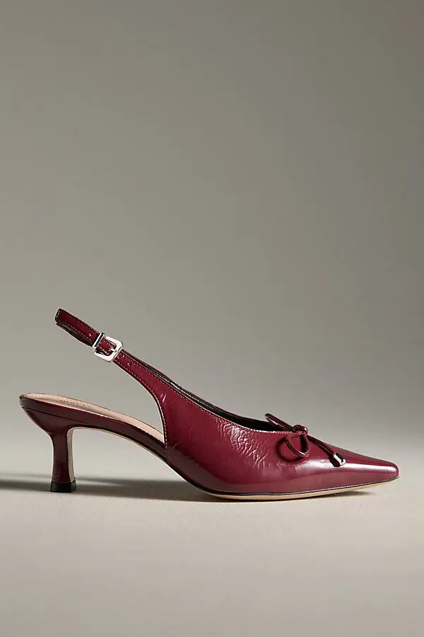 Maeve Pointed-toe Slingback Heels - Wine Patent
