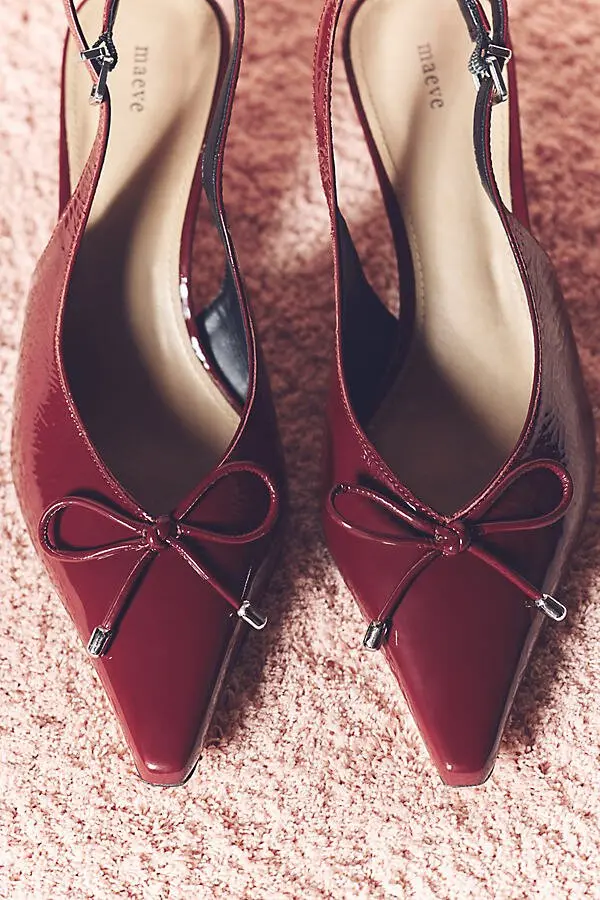 Maeve Pointed-toe Slingback Heels - Wine Patent