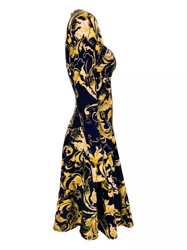 Versace Barocco-print Flared Mini Dress