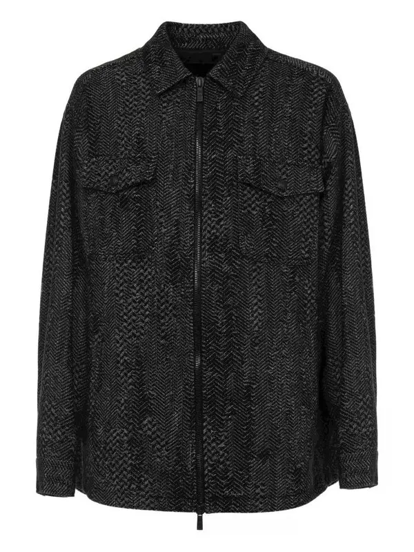 Just Cavalli Herringbone Zip-front Jacket