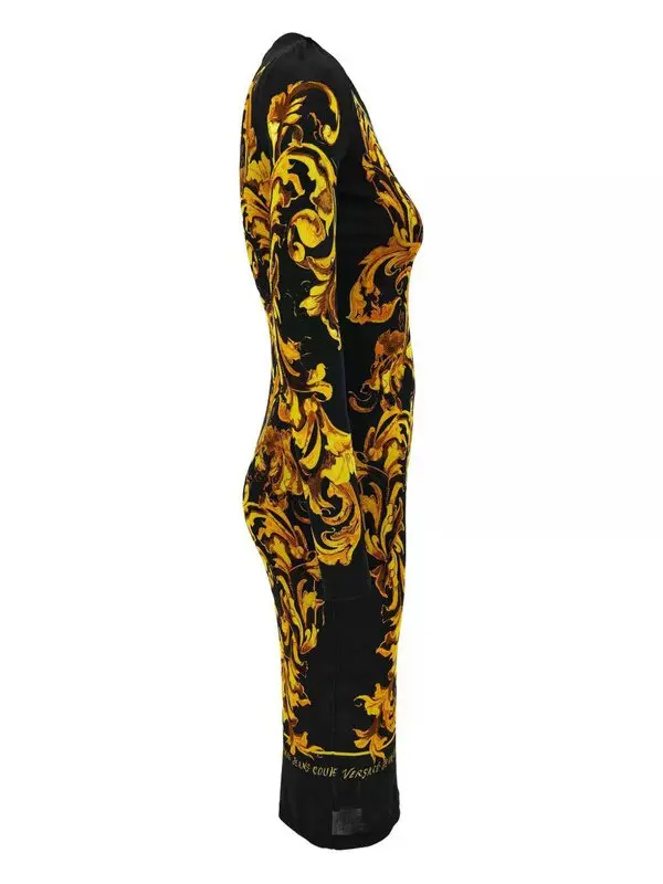 Versace Baroque-print Long-sleeve Dress