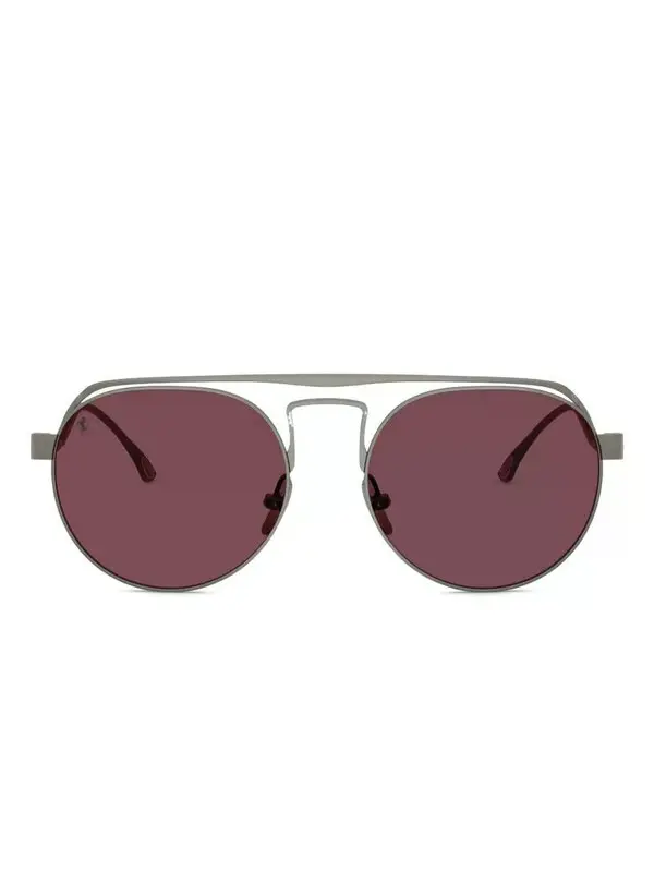 FERRARI Round-frame Double-bridge Sunglasses - Grey