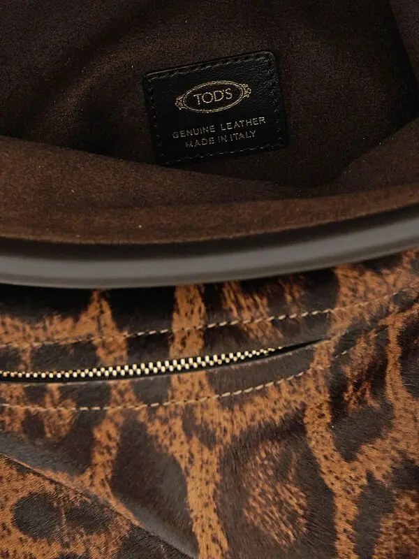 TOD'S Leopard Print Shoulder Bag - Brown