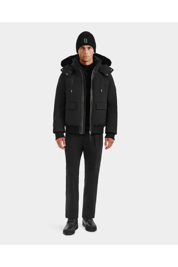 Rudsak Down Bomber Jacket With Faux Fur Trim - Black