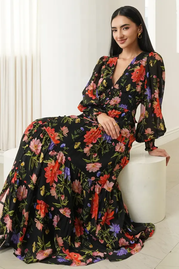 Yumi Kim Frida Floral Maxi Dress - Black