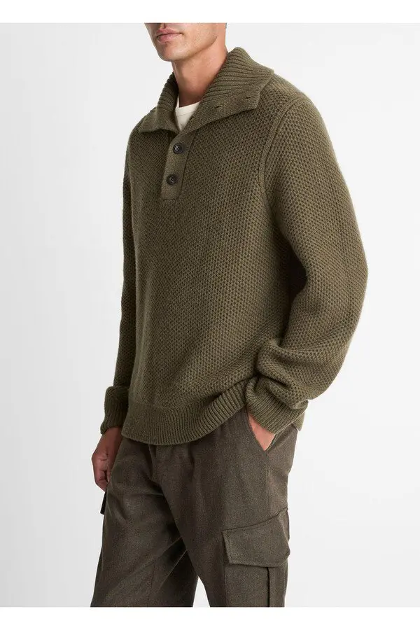 Vince Honeycomb Wool Mock-neck Pullover