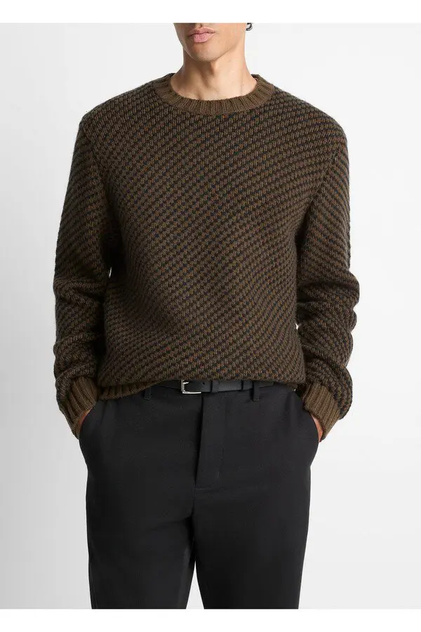 Vince Birdseye Twill Wool-cashmere Crewneck Sweater