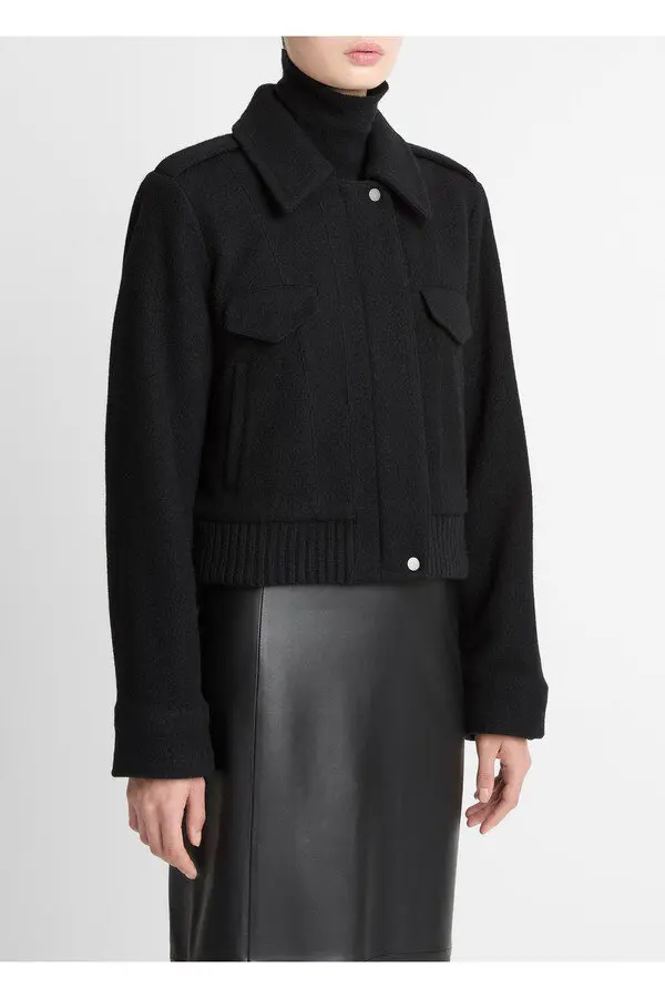 Vince Italian Wool-blend Cropped Jacket