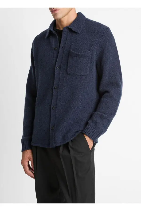 Vince Wool Knit Shirt - Black