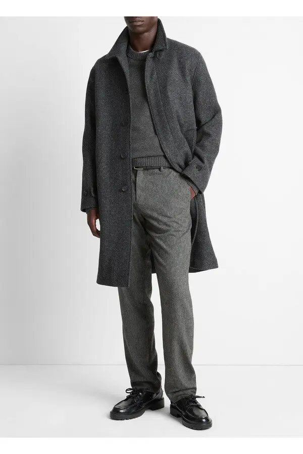 Vince Italian Wool-blend Balmacaan Coat - Charcoal