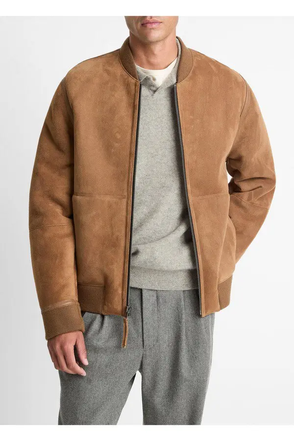Vince Shearling Bomber Jacket - Natural