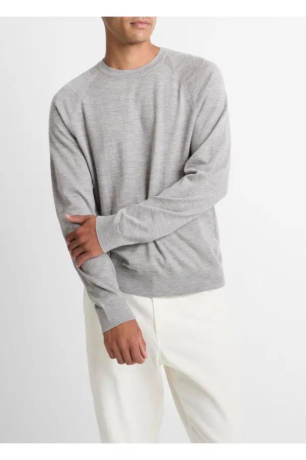 Vince Featherweight Wool-cashmere Crew Neck Sweater - Gray