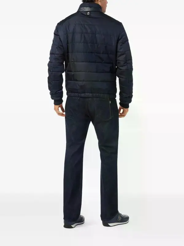 BILLIONAIRE Leather-trimmed Padded Jacket - Blue