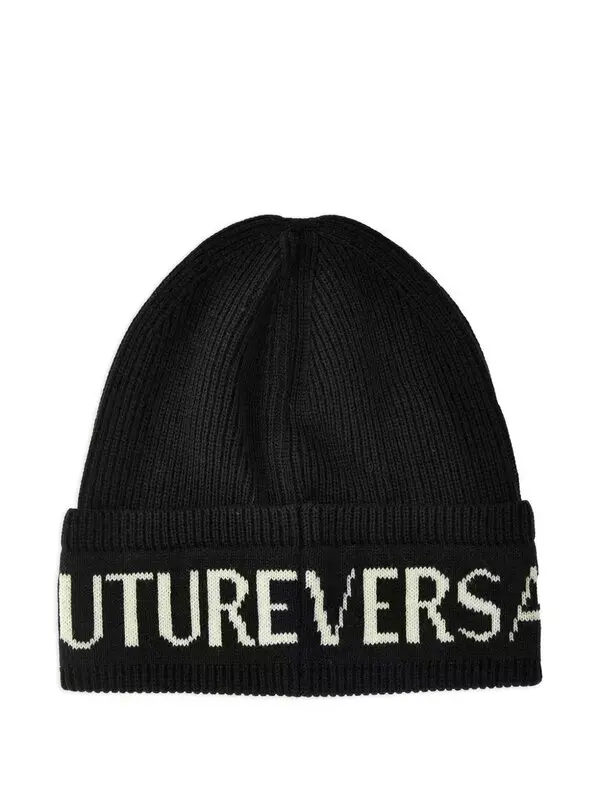Versace Embellished Logo Beanie - Black