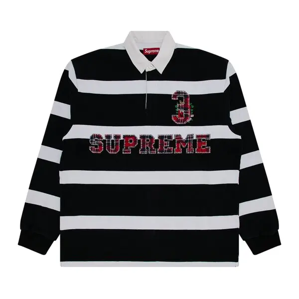トップス supreme reflective sleeve stripe rugby Supreme 