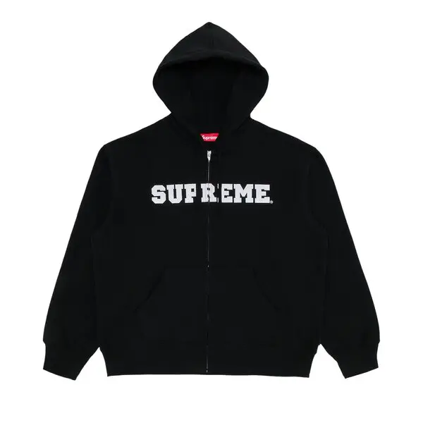 Supreme Collegiate Appliqué Zip Up Hooded Sweatshirt - Black