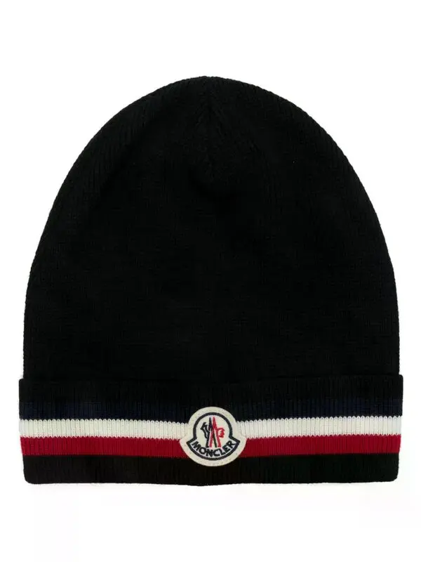 Moncler Tricolour-stripe Wool Beanie