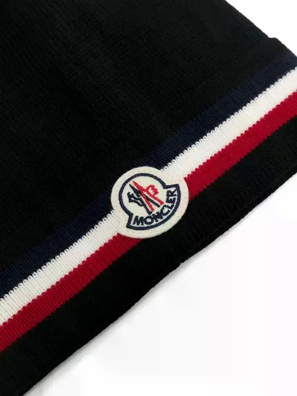 Moncler Tricolour-stripe Wool Beanie