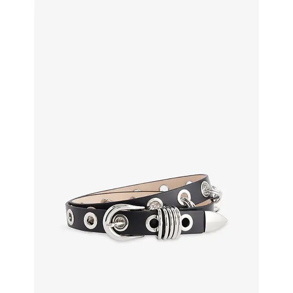 DEHANCHE Revenge Ring-embellished Leather Belt - Black / Silver