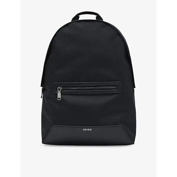 REISS Allen Front-pocket Woven Backpack - Black