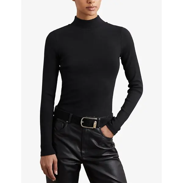 REISS Ribbed Stretch-cotton Top