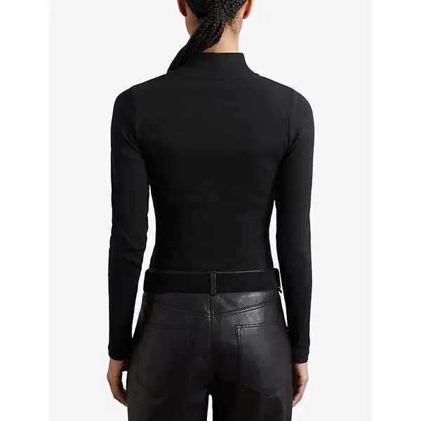 REISS Ribbed Stretch-cotton Top