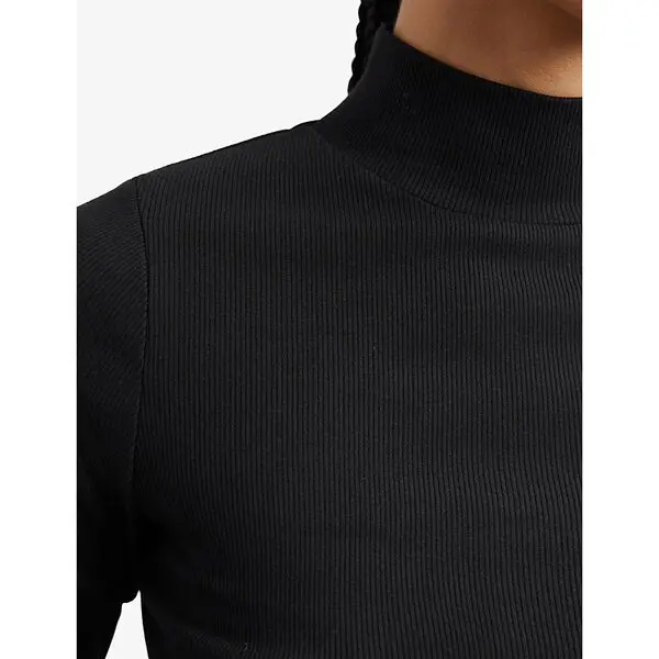 REISS Ribbed Stretch-cotton Top