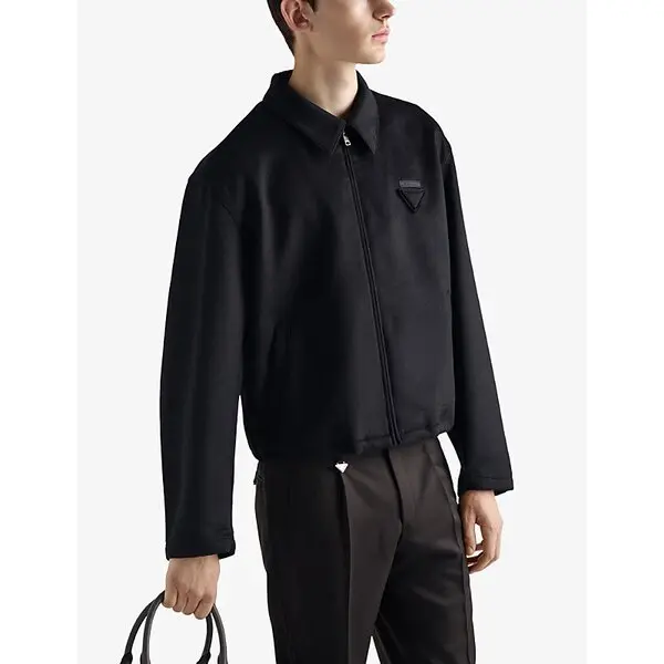 Prada Logo-embellished Wool And Cashmere Blouson Jacket
