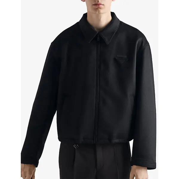 Prada Logo-embellished Wool And Cashmere Blouson Jacket