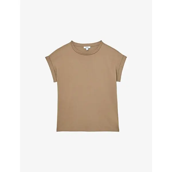 REISS Crew-neck Relaxed-fit Brushed-cotton T-shirt - Taupe Neutral