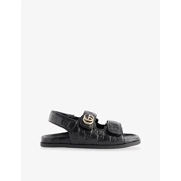 Gucci Marmont Gg Leather Flat Sandals