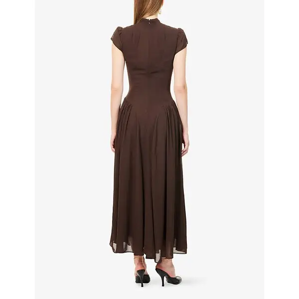 reformation maven dress brown Cap-Sleeved Midi - Mole Ralph Lauren Black Towel SY6532 Romance for one. Color:Navy Blue Floral