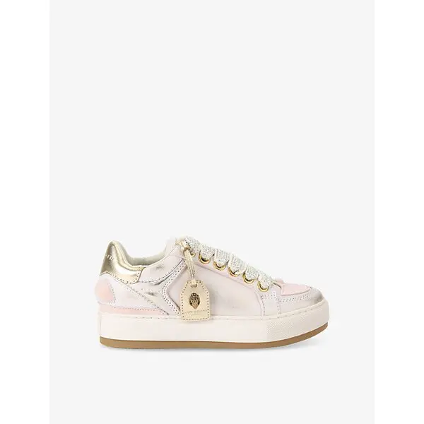 Kurt Geiger Southbank Metallic Leather Trainers - White/oth