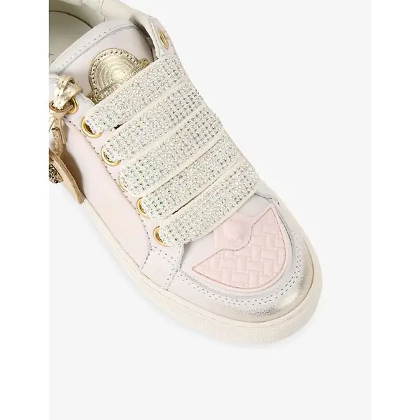 Kurt Geiger Southbank Metallic Leather Trainers - White/oth