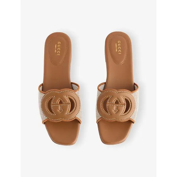 Gucci Blondie Canvas Flat Sandals