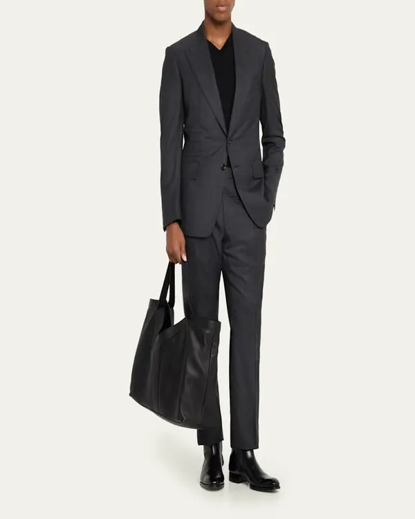 Saint Laurent Giant Y Grainy Leather Tote Bag - Black