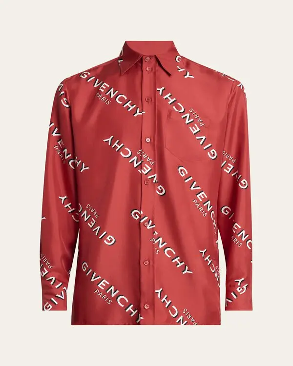 Givenchy Diagonal-logo Silk Shirt