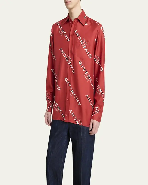 Givenchy Diagonal-logo Silk Shirt