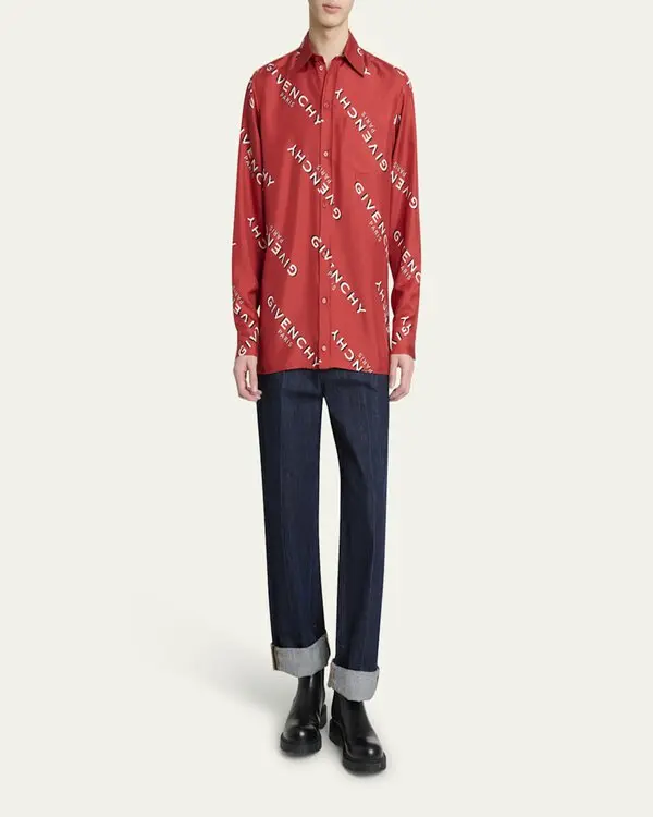 Givenchy Diagonal-logo Silk Shirt