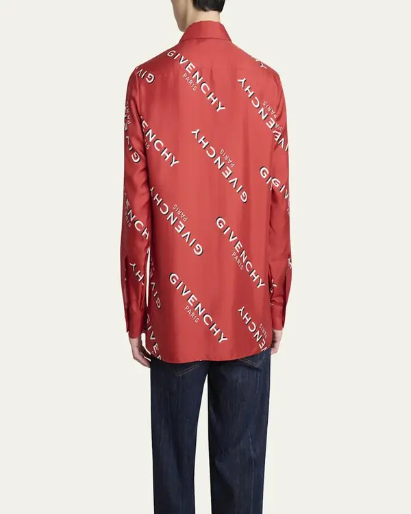 Givenchy Diagonal-logo Silk Shirt